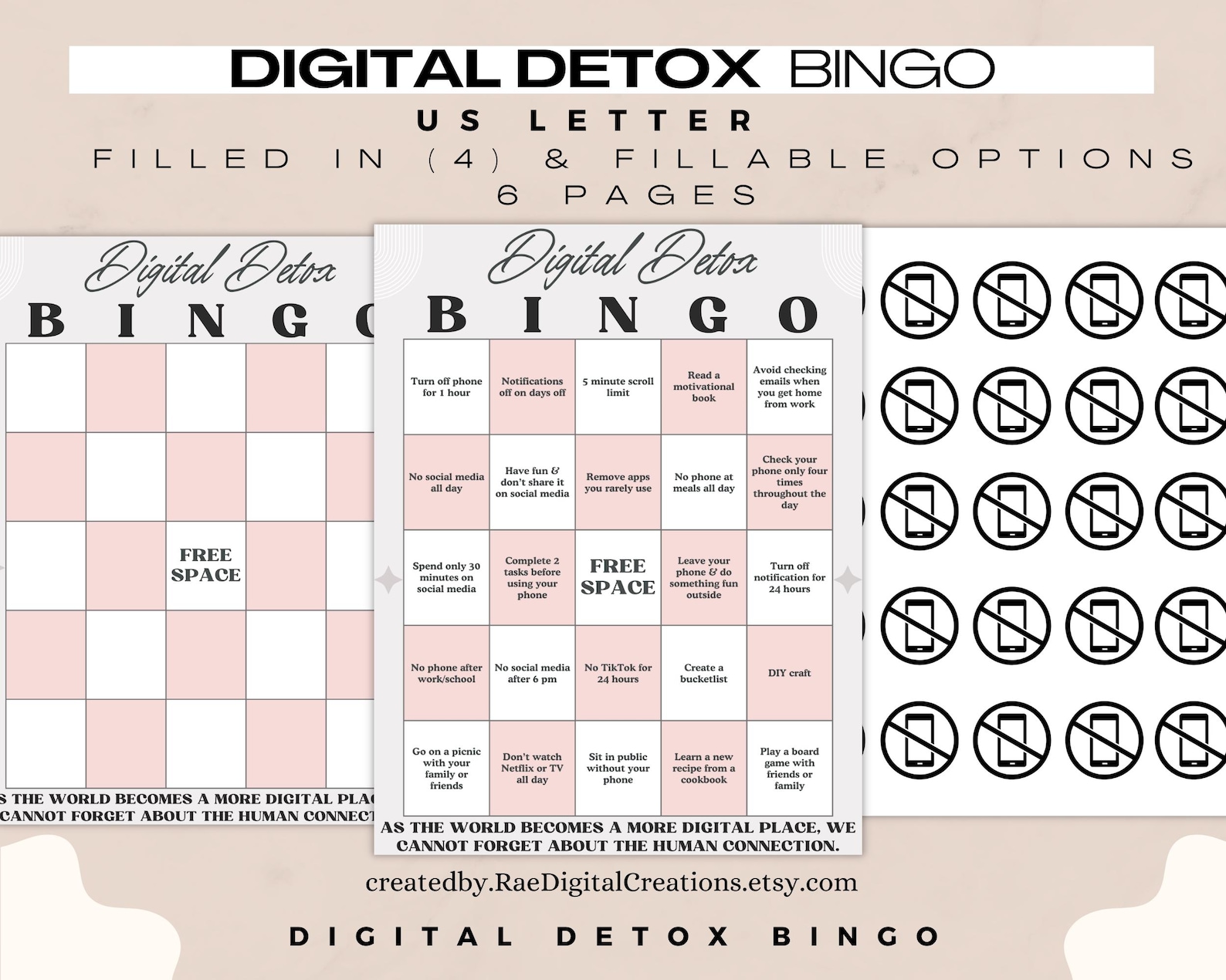 Digital Detox Bingo, Social Media Detox Printable, Digital Detox ...