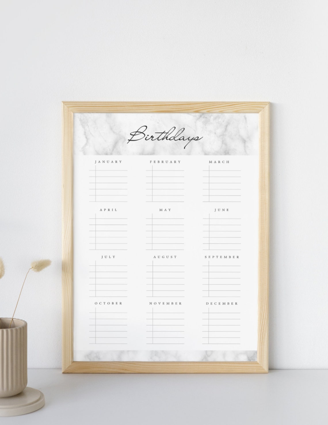 Birthday Printable PDF Calendar | A4 Editable Birthday List | Student ...