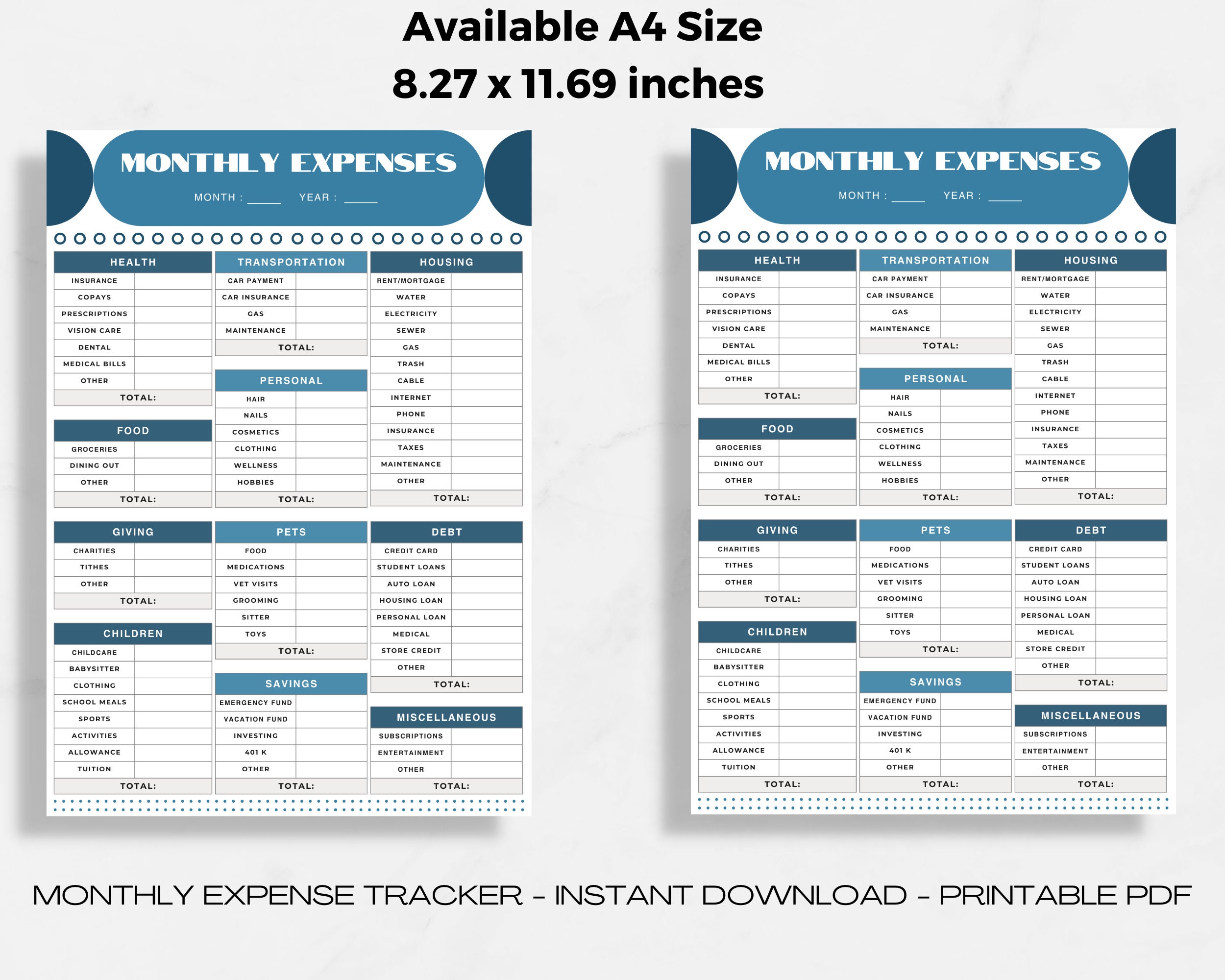 Monthly Expenses Tracker Printable, Finance Planner, Budget Tracker ...