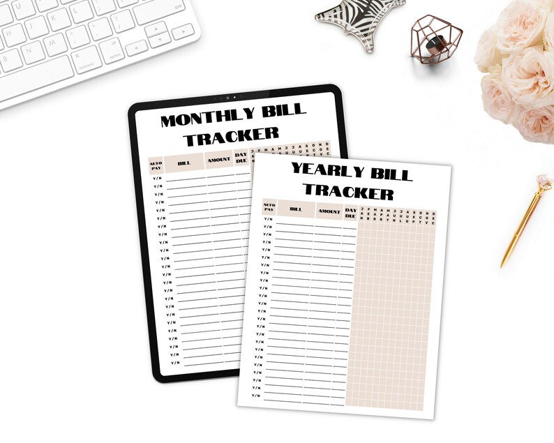Bill Tracker Printable, Finance Planner, Yearly Bills Log, Monthly ...