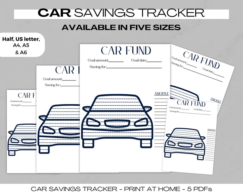 Car Savings Tracker, Savings Log, Car Down Payment Tracker Printable ...