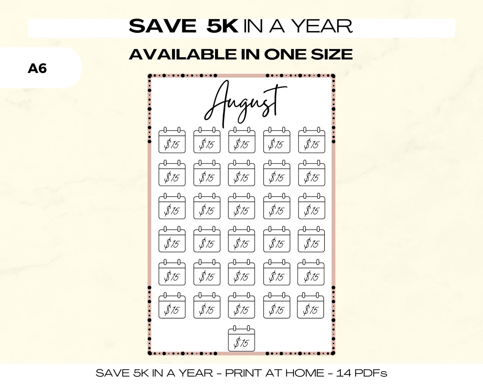 5K Savings Challenge: A6 Monthly Budget Tracker (PDF) - Etsy