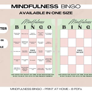 Mindfulness Bingo, Self Care Pdf, Mental Health Game, Well Being ...