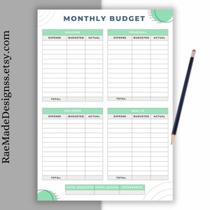 Monthly Budget Tracker Printable, Finance Planner, Budget Tracker ...