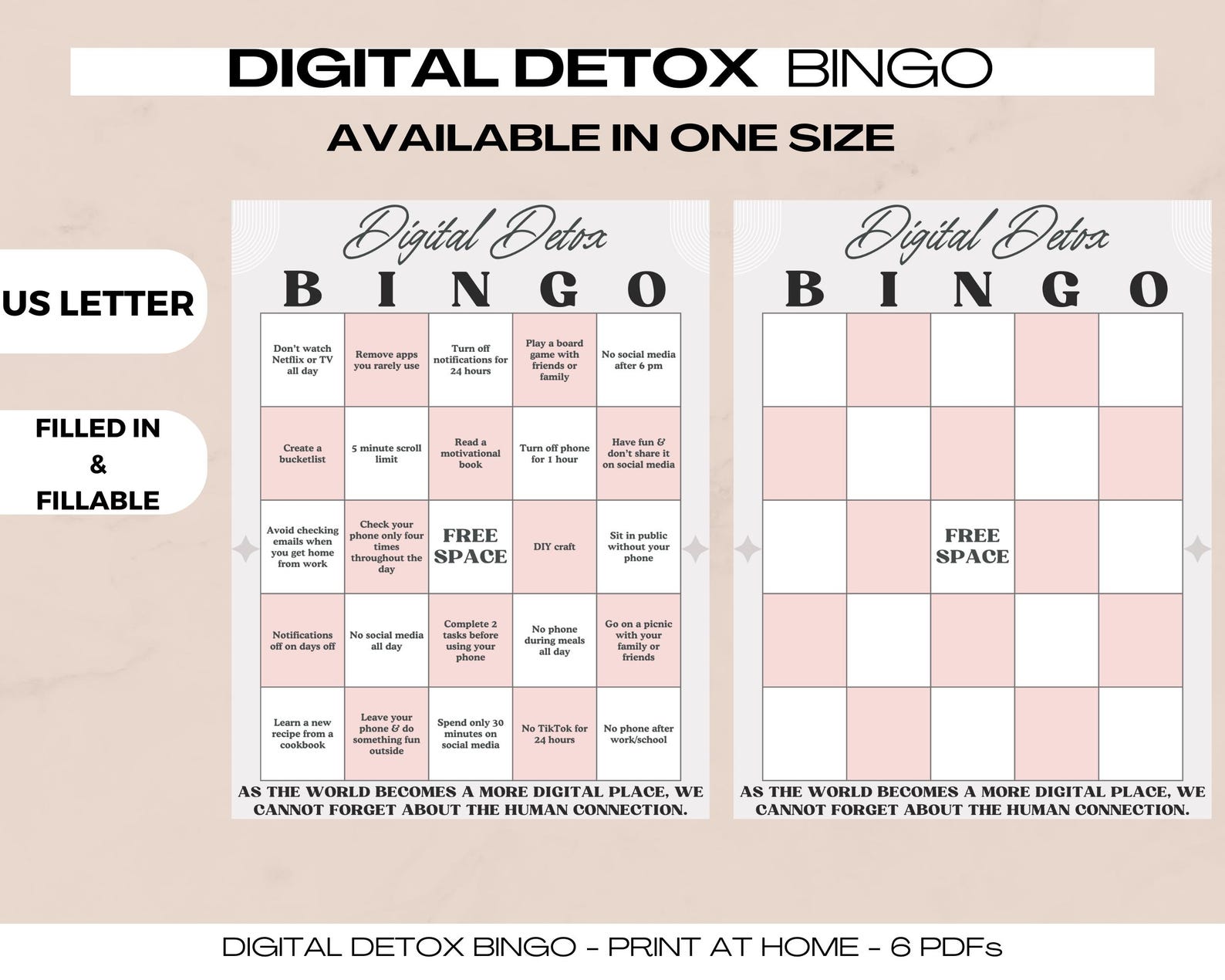 Digital Detox Bingo, Social Media Detox Printable, Digital Detox ...