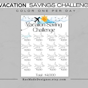 Vacation Saving Challenge, Travel Savings Fund, Save Money Challenge ...