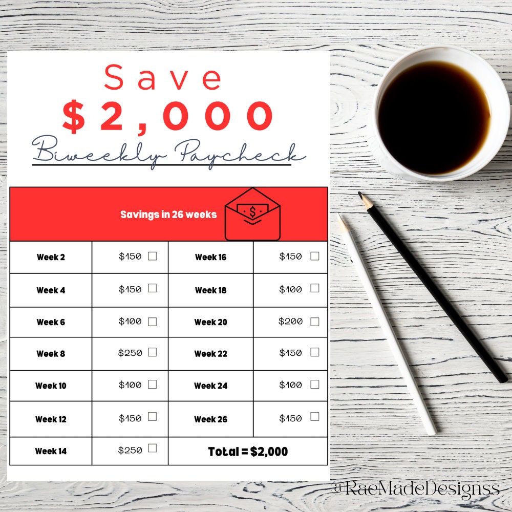 2K Biweekly Paycheck, Money Challenge, 2k Savings Challenge, Paycheck ...