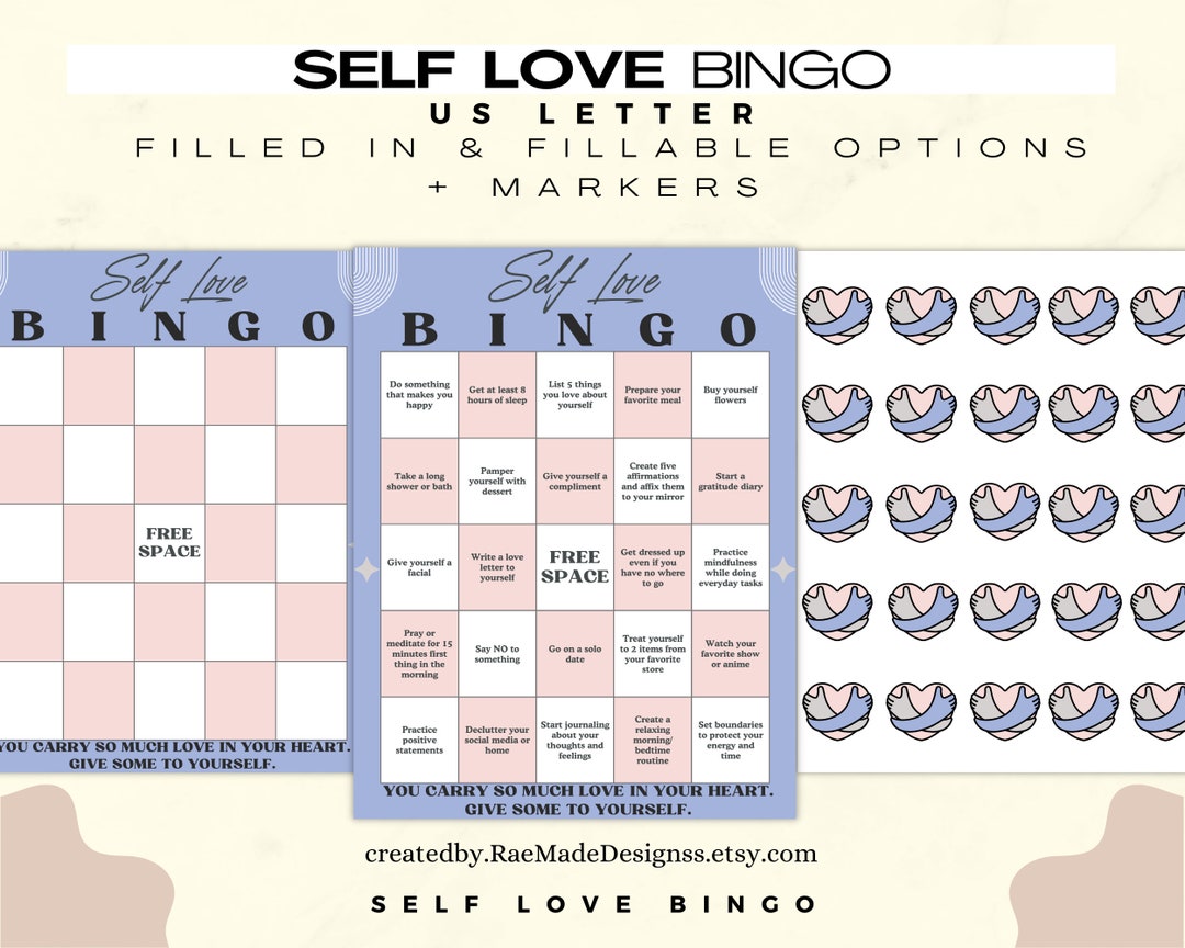 Self Love Bingo, Self Care Printable, Mental Health Game, Self Love ...