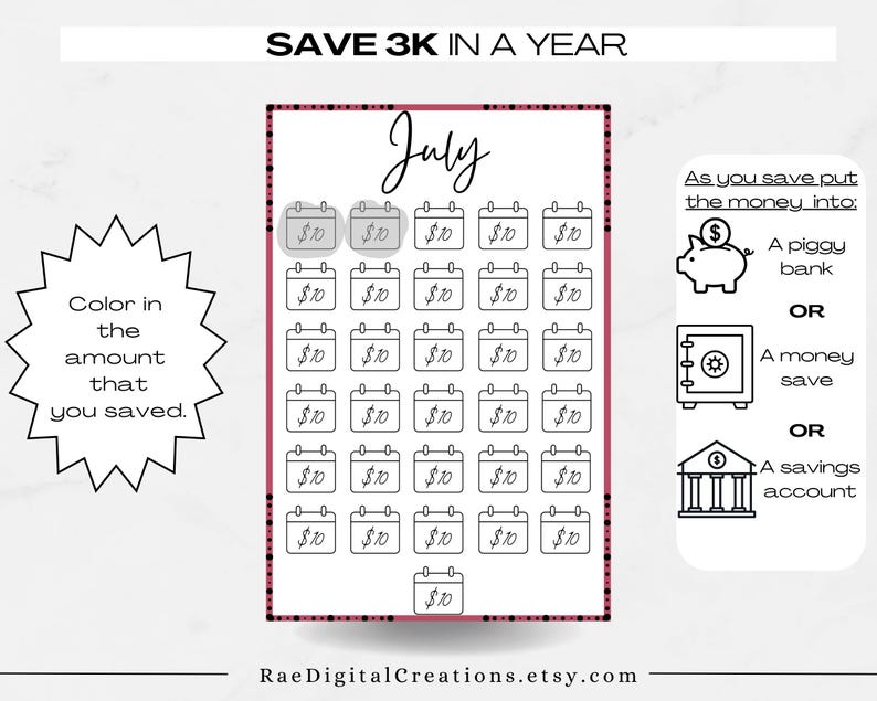 3K Savings Challenge: A6 Monthly Budget Tracker (PDF) - Etsy