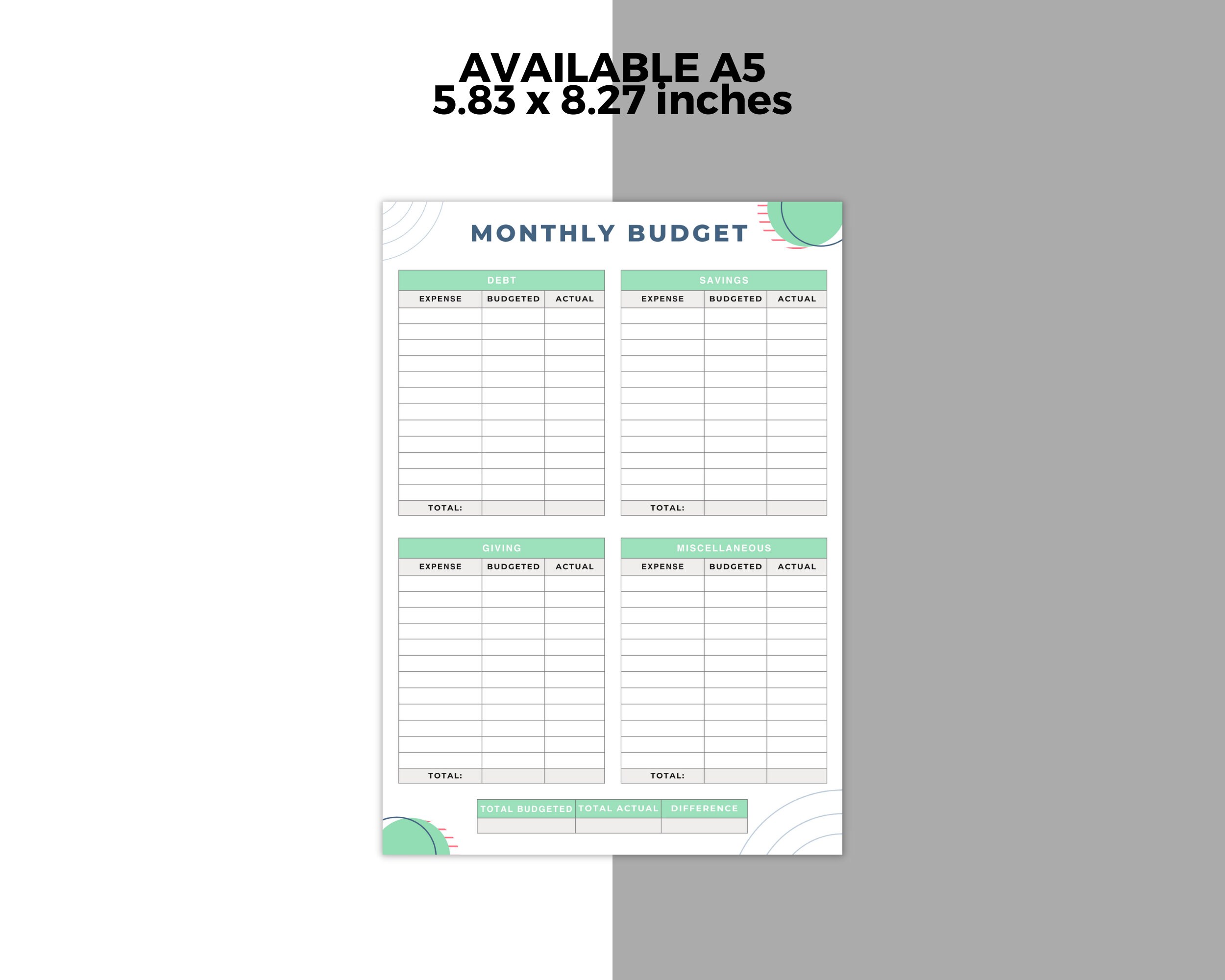 Monthly Budget Tracker Printable, Finance Planner, Budget Tracker ...