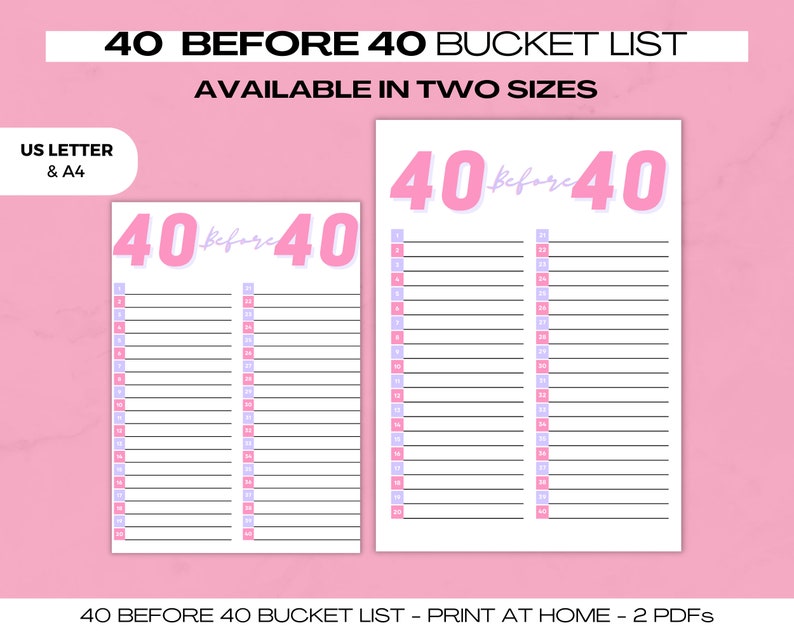 40 Before 40 List, Bucket List, Life Goals Planner, Itinerary Planner ...