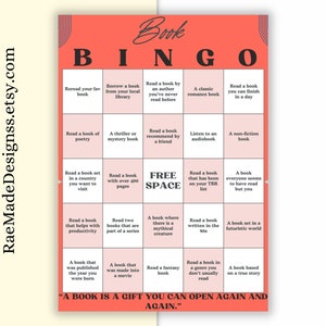 Book Bingo, Book Challenge, Reading Game Printable, Book Club Activity ...