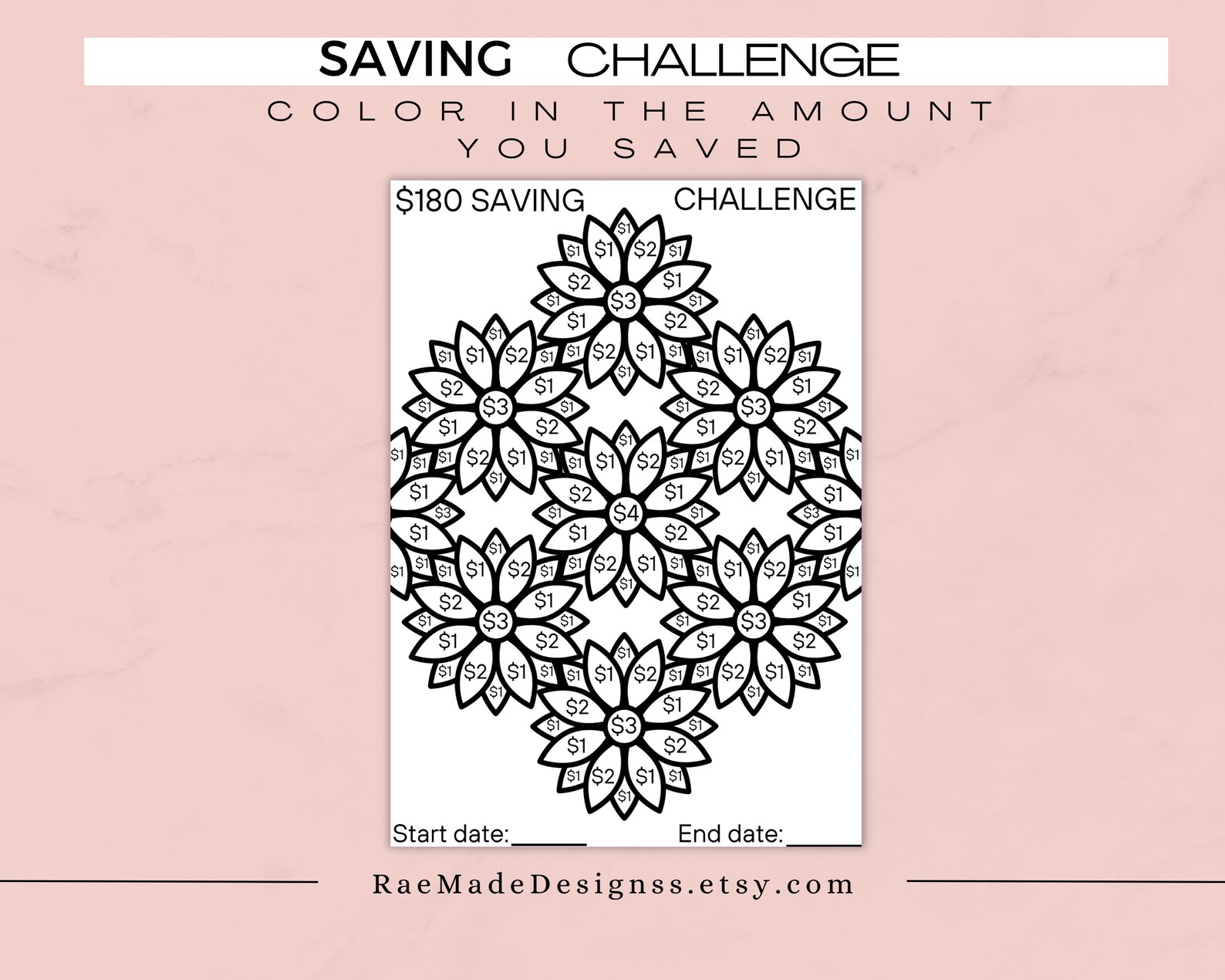 Coloring Savings Challenge, Mini Savings, Save Money Challenge, Color ...