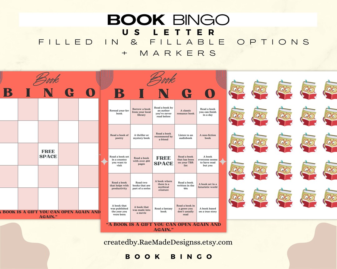 Book Bingo, Book Challenge, Reading Game Printable, Book Club Activity ...