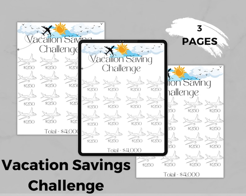 Vacation Saving Challenge, Travel Savings Fund, Save Money Challenge ...