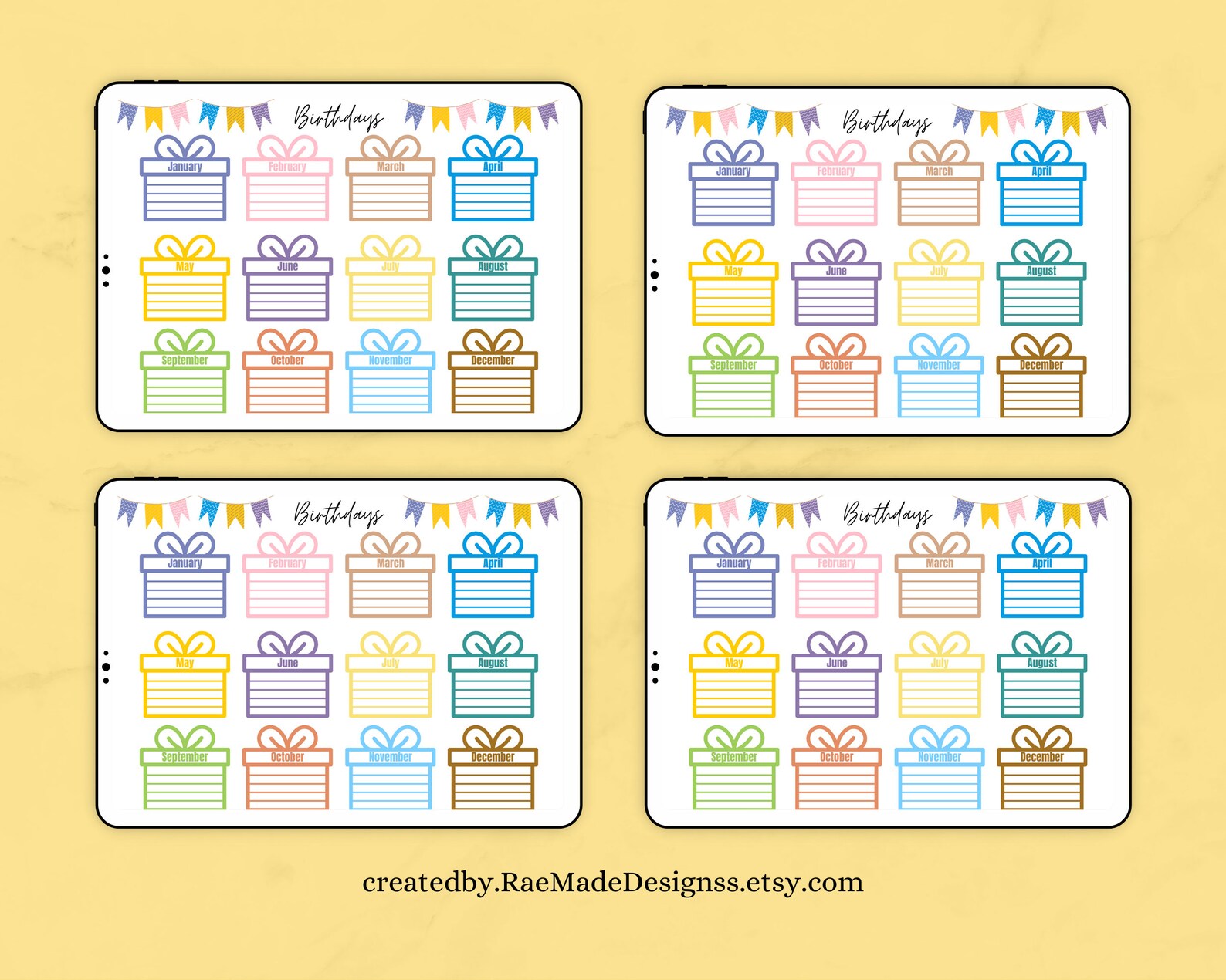 Birthday Printable PDF Calendar | A4 Editable Birthday List | Student ...
