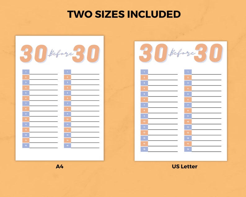 30 Before 30 List, Bucket List, Life Goals Planner, Itinerary Planner ...