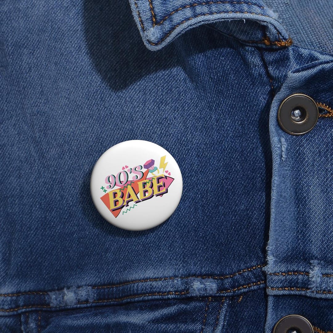 90s Babe Pin Button | Retro 1990s Neon Graphic Badge - Etsy