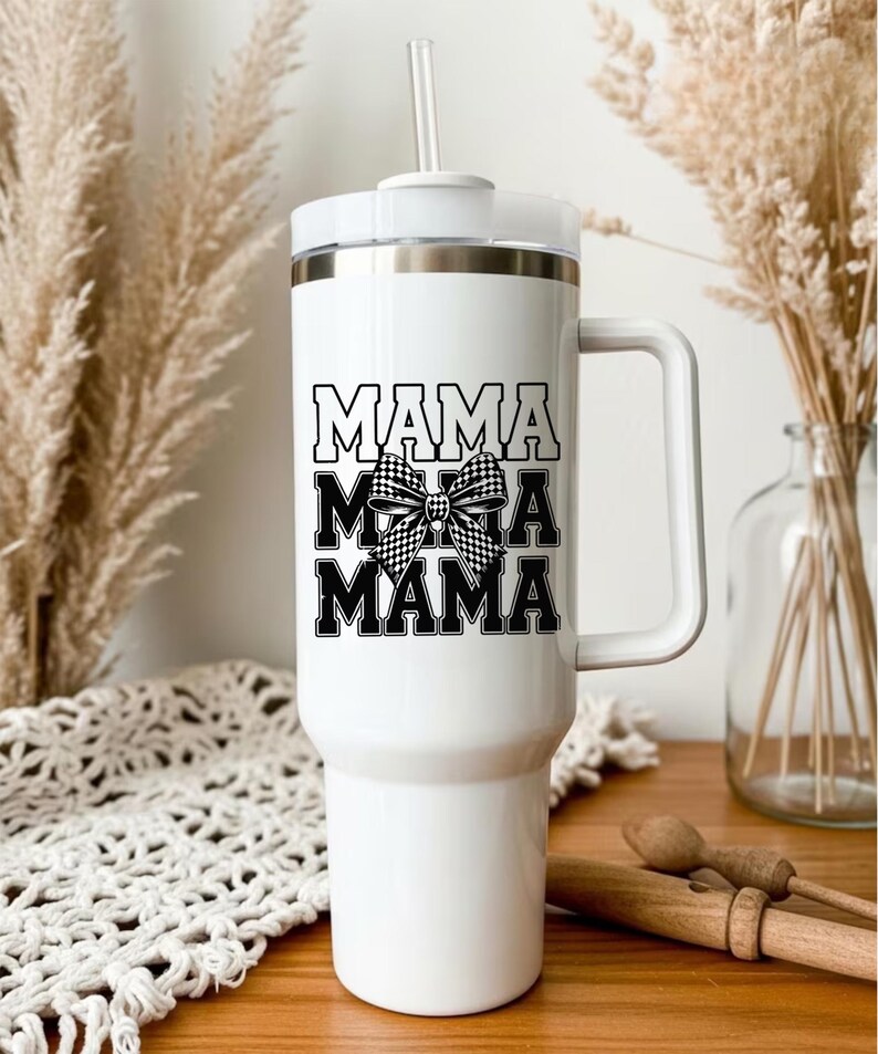 Retro Mama Coquette Bow Tumbler Trendy Mom Travel Mug Mother's Day Gift ...