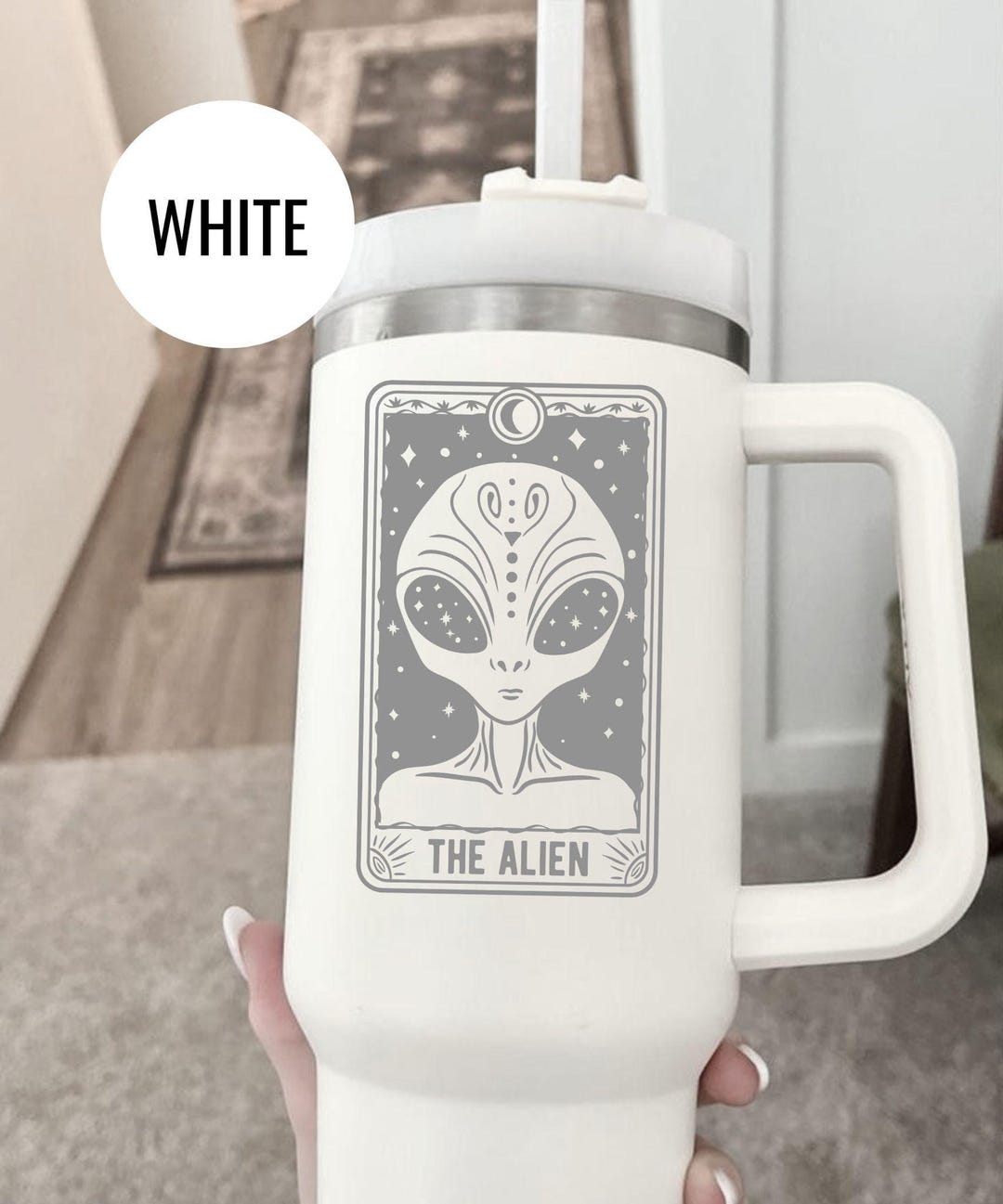 Engraved Alien Tarot Card Tumbler: Custom Sci-fi Travel Mug - Etsy