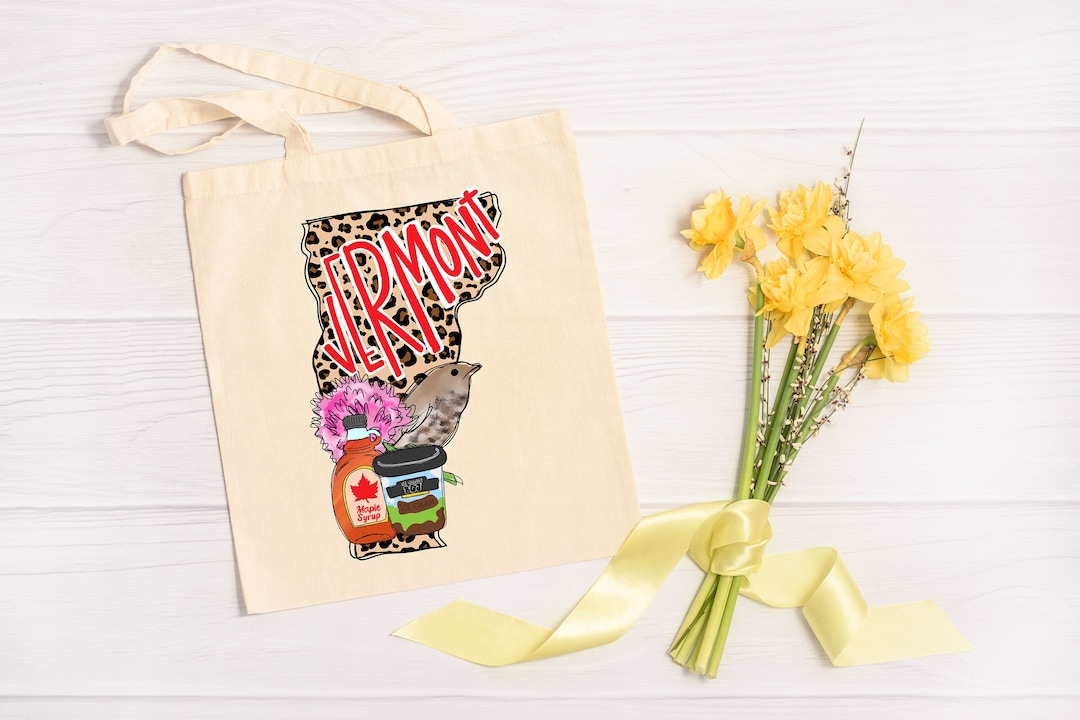 Vermont Tote Bag, Vermont State Map Reusable Tote Bag, Vermont Party ...