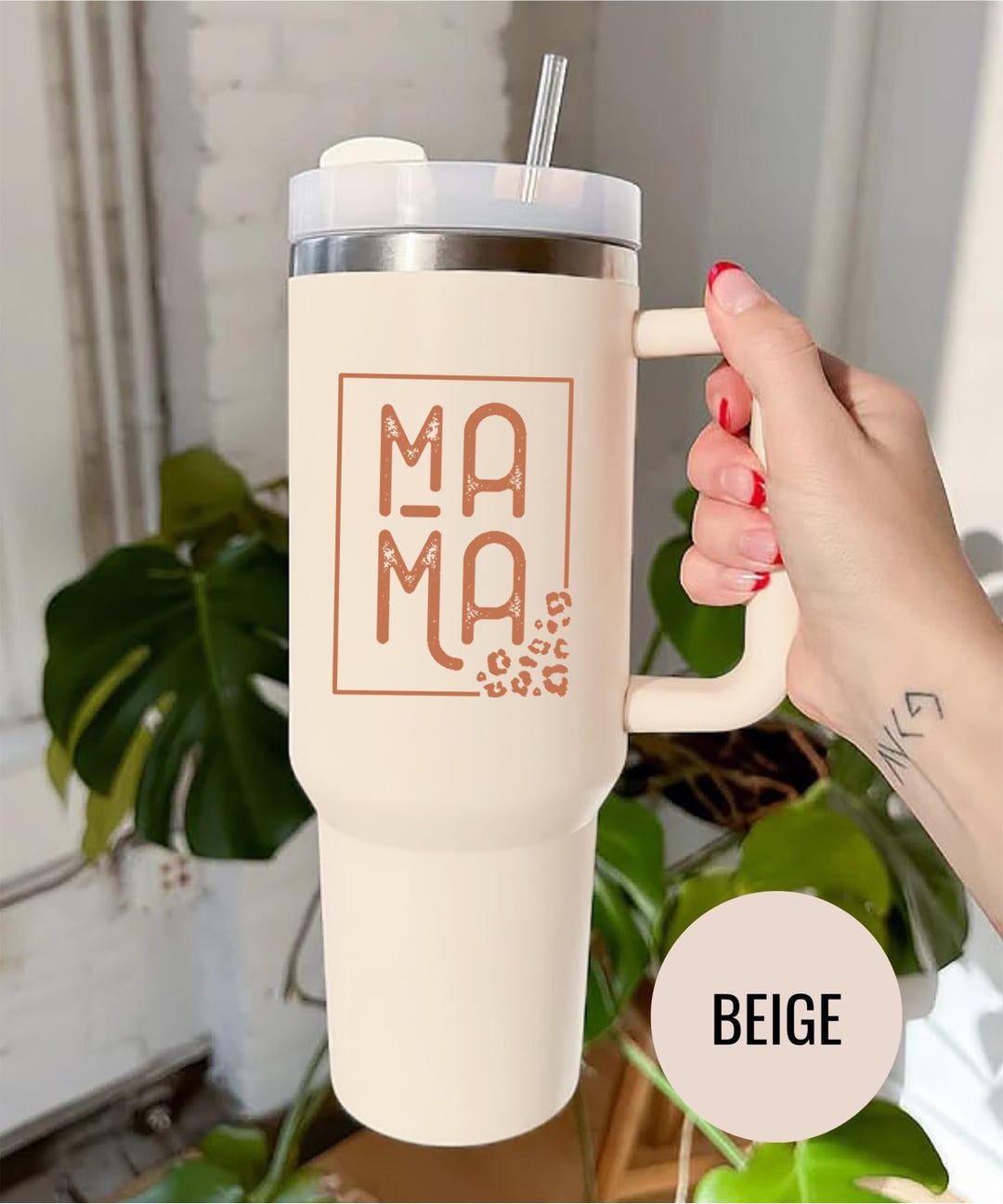 MAMA Tumbler Minimalist Mom Quote Leopard Accent Stainless Drinkware - Etsy