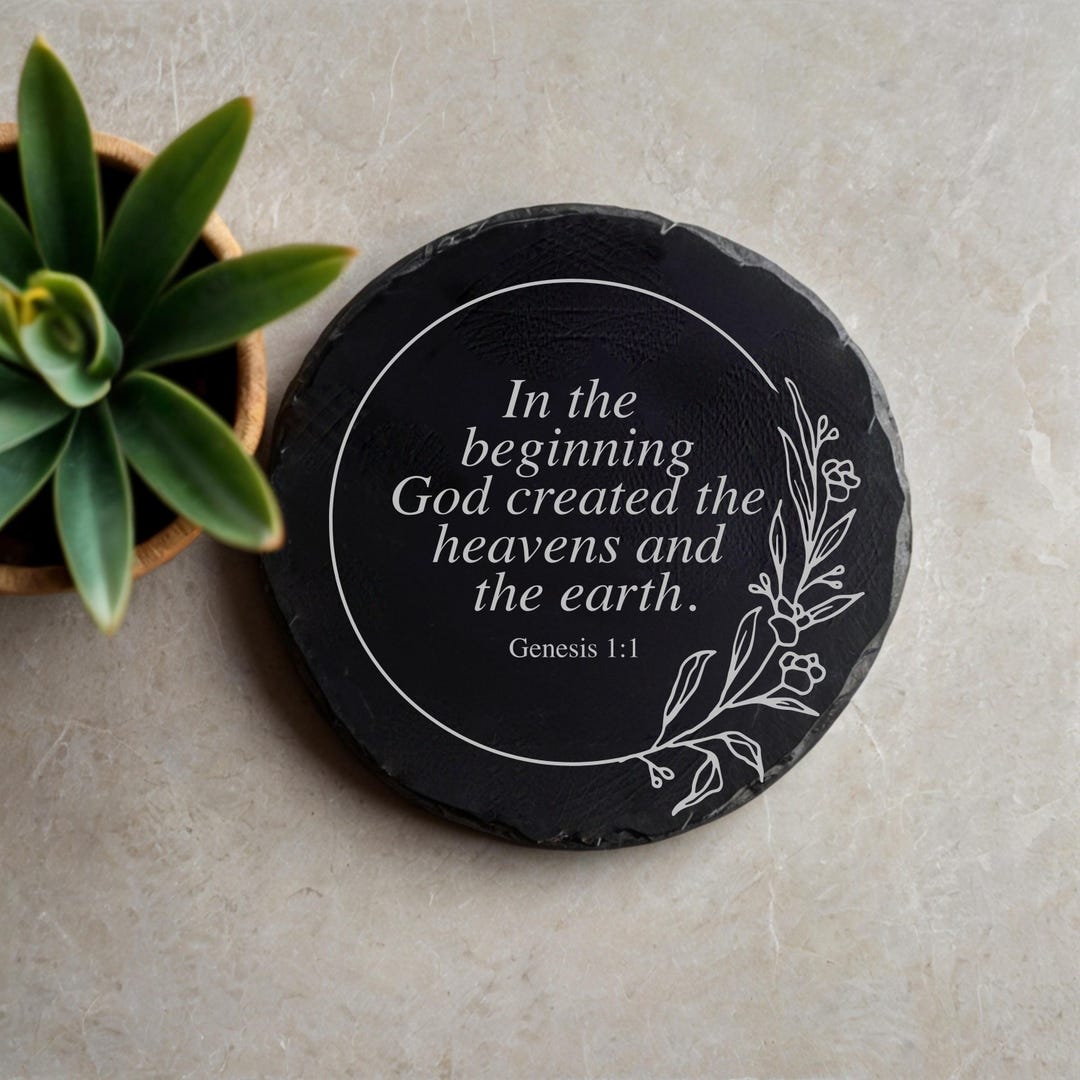 Engraved Bible Verse Slate Coaster: Personalized Christian Gift - Etsy