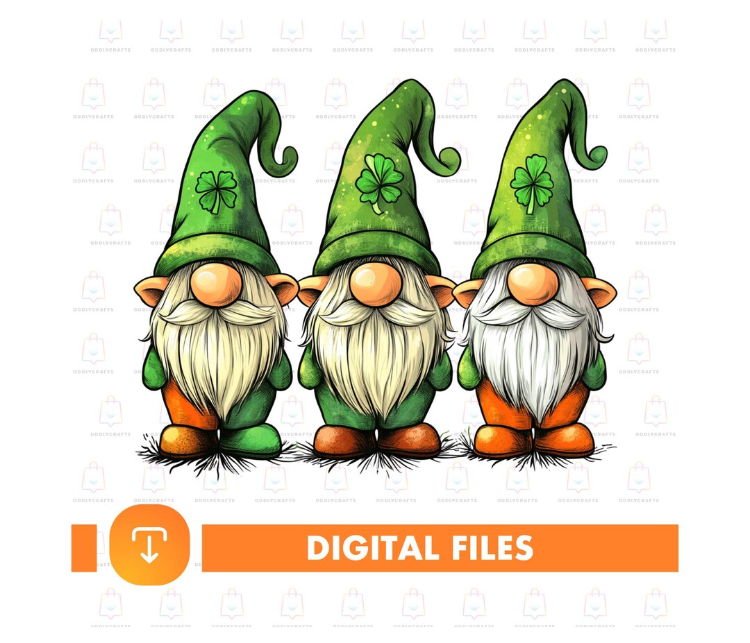 St. Patrick's Day Gnomes PNG, Lucky Gnomes Png, Irish Shamrock Png, St ...