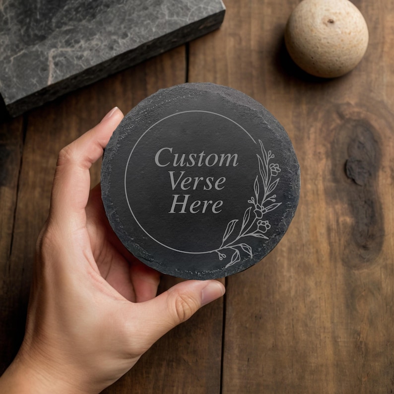 Engraved Bible Verse Slate Coaster: Personalized Christian Gift - Etsy