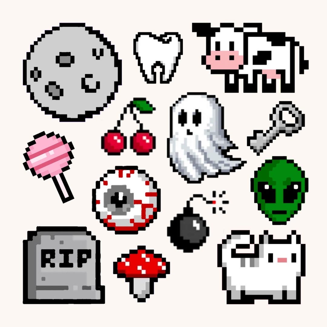 8 Bit Spooky Sweet Sticker Set | Shopkillerprints - Etsy