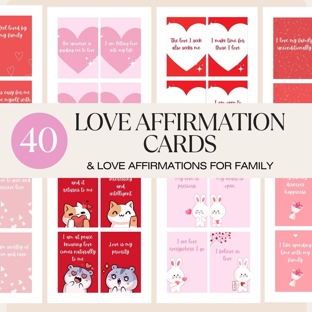 40 Love Affirmation Cards for Family, Attract Love Affrimations Card ...