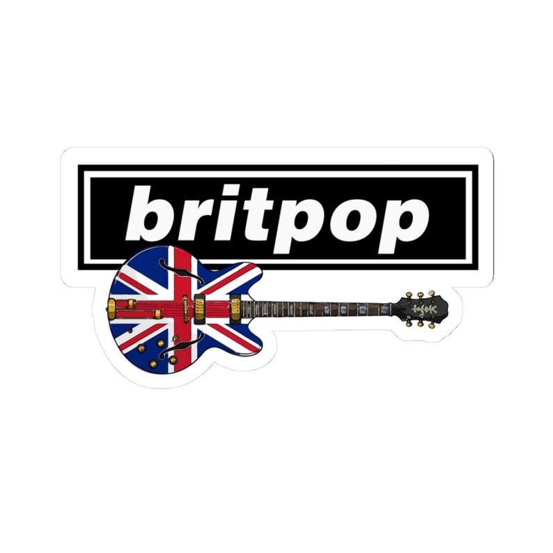 Britpop Union Jack Guitar Kiss-cut Sticker, Laptop Decals, Custom ...
