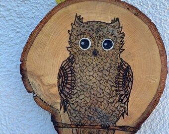Hand Burned Great Horned Owl Wood Burning on Basswood Artist Panel ...
