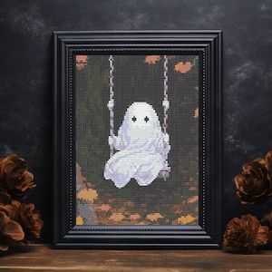 Halloween Cross Stitch Pattern, Cute Ghost Cross Chart, Spooky Creepy ...