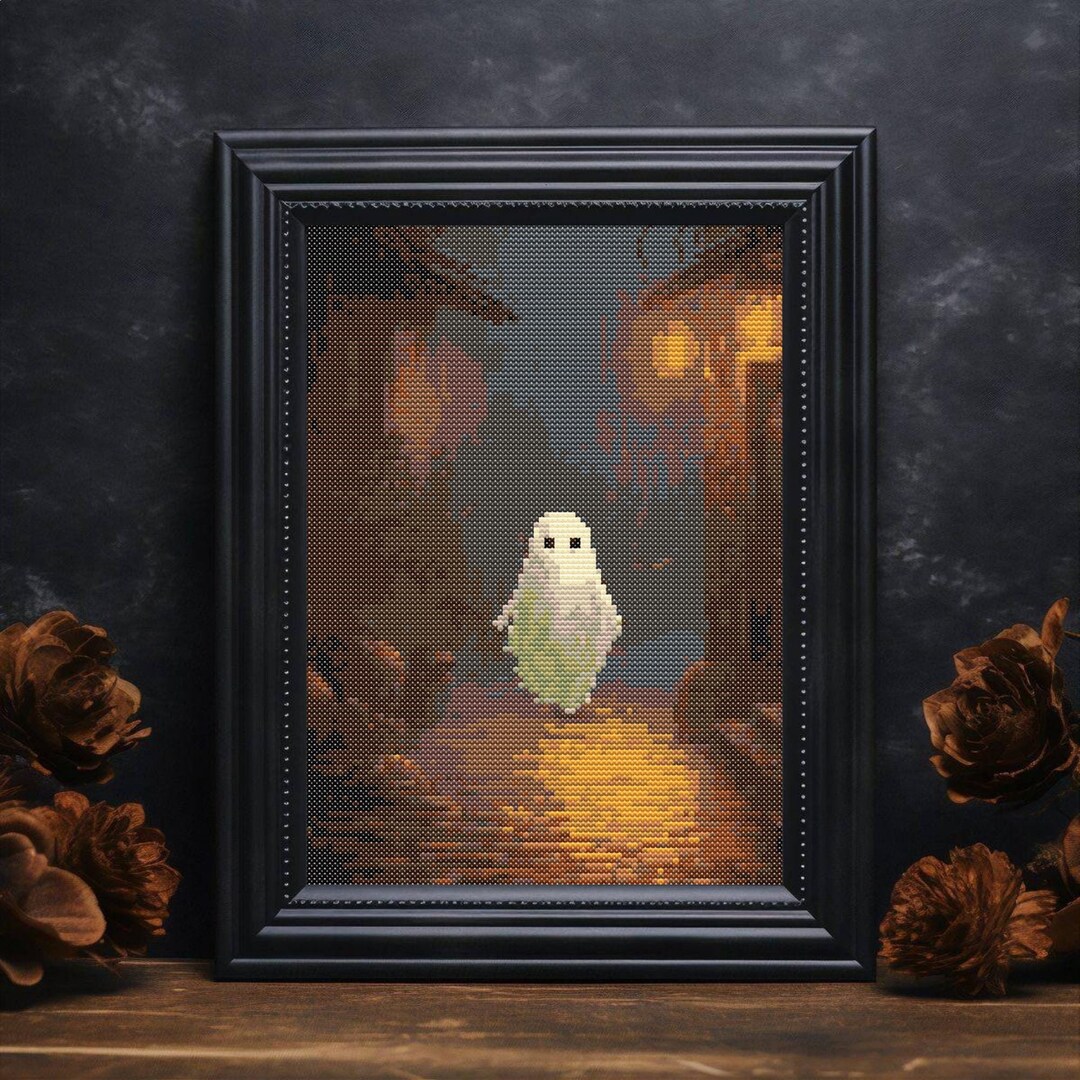 Mystical Ghost Cross Stitch Pattern, Halloween Cross Stitch, Spooky ...