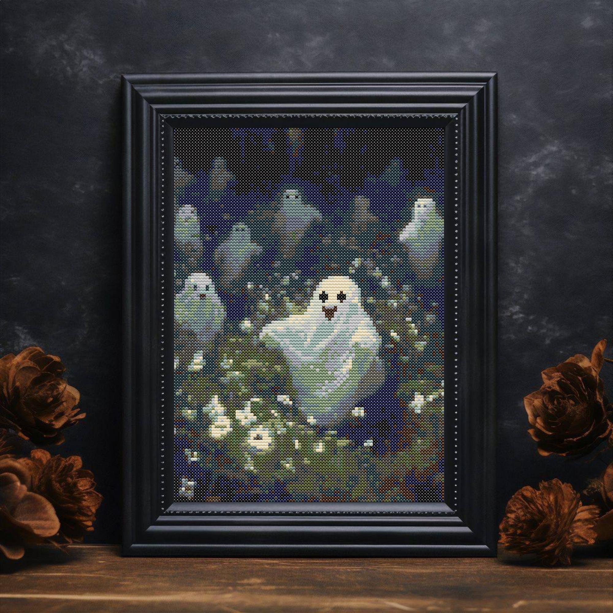 Halloween Cross Stitch Pattern, Woodland Ghosts Cross Stitch, Cute ...