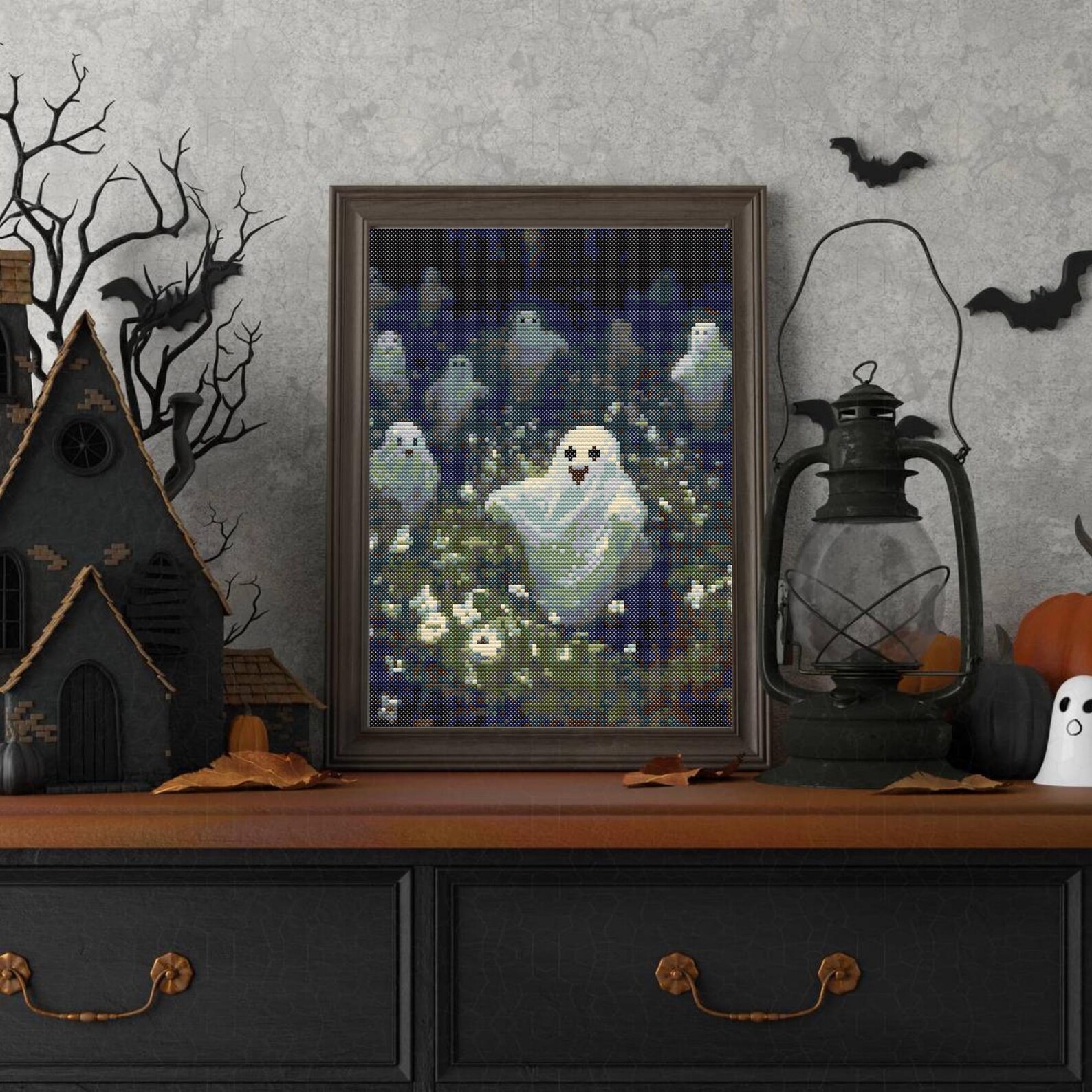 Halloween Cross Stitch Pattern, Woodland Ghosts Cross Stitch, Cute ...