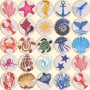Sea Creatures Cross Stitch Patterns, Ocean Animals Cross Stitch Chart ...