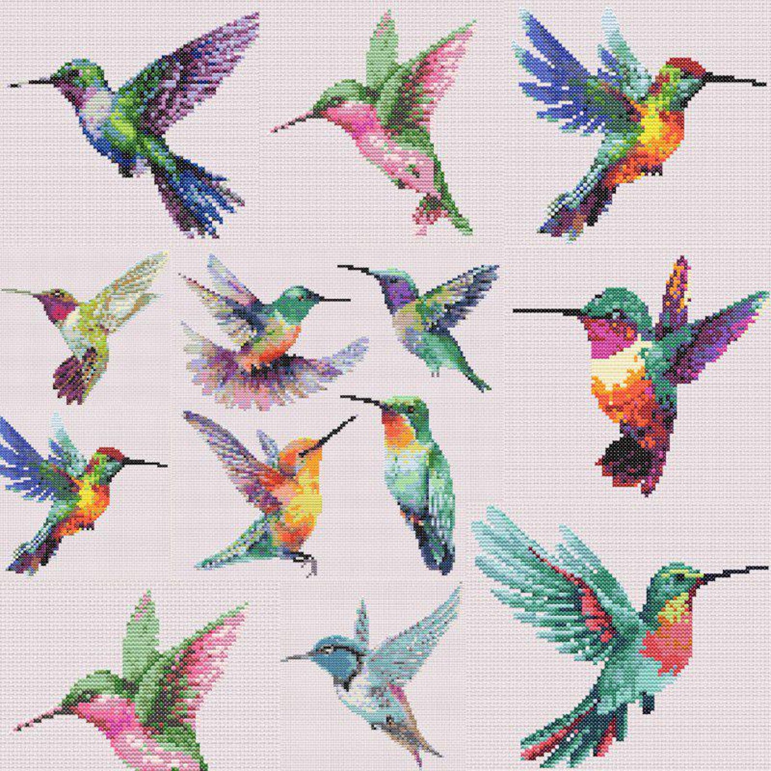 Hummingbird Cross Stitch Pattern, Bird Cross Stitch, Mini Cross Stitch ...