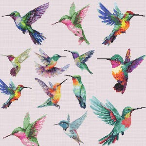 Hummingbird Cross Stitch Pattern, Bird Cross Stitch, Mini Cross Stitch ...