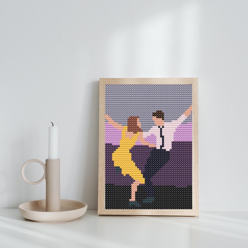 Movie Cross Stitch Pattern, Lalaland Cross Stitch, Valentine's Day Mini ...