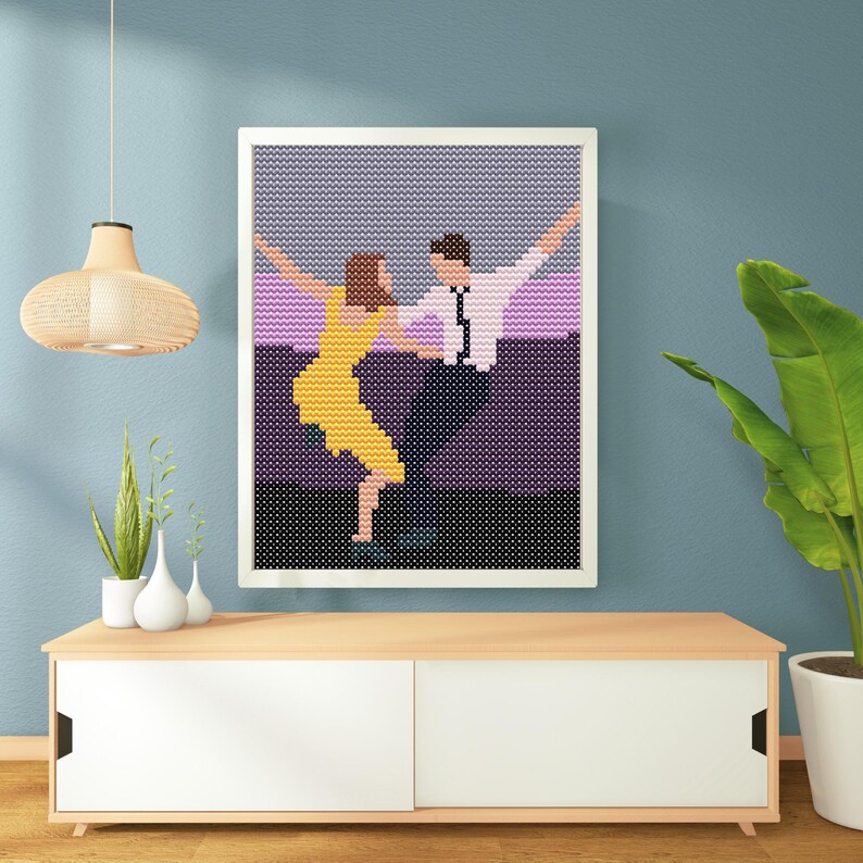 Movie Cross Stitch Pattern, Lalaland Cross Stitch, Valentine's Day Mini ...
