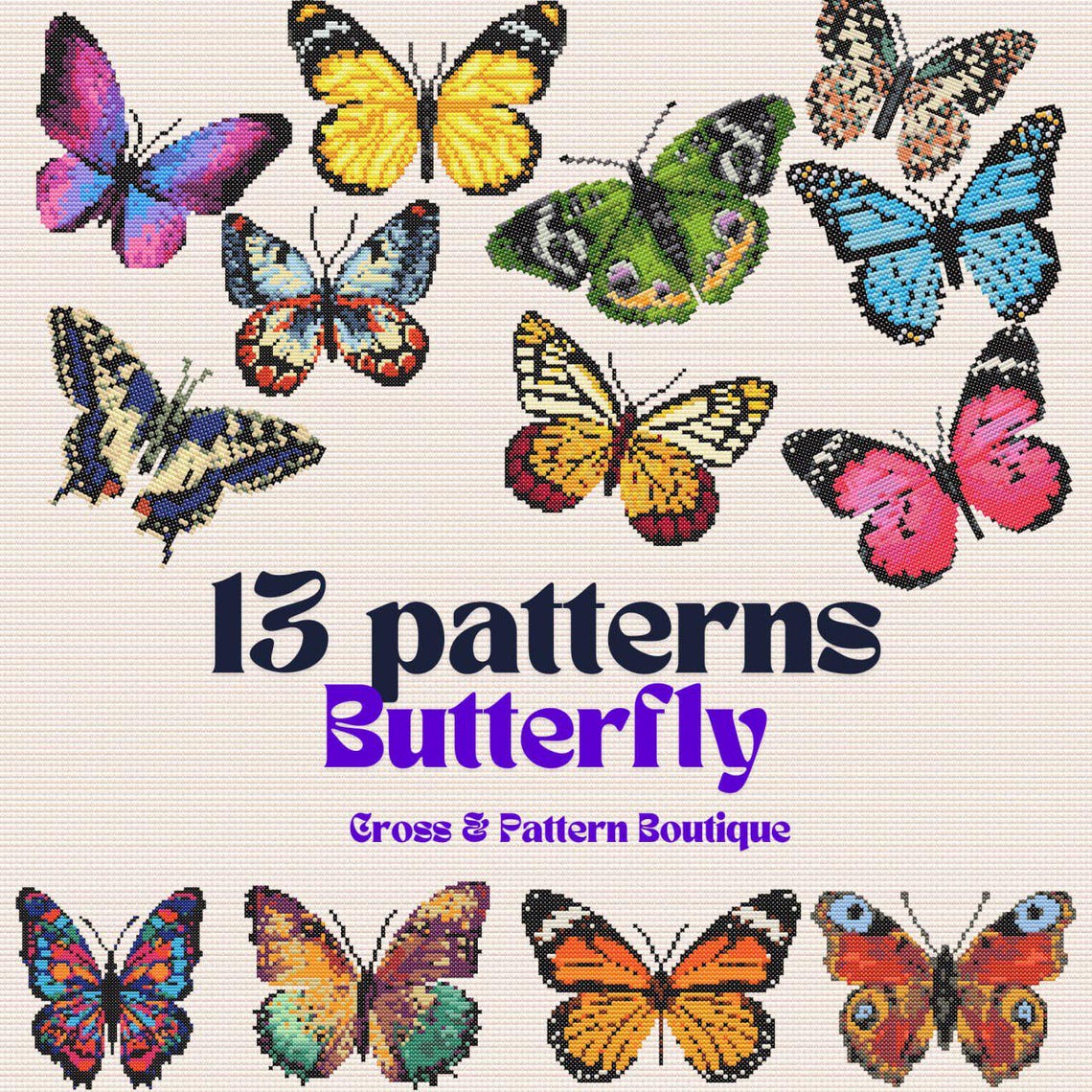 Butterfly Cross Stitch Pattern, Butterfly Embroidery Design, Tiny Mini ...