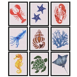 Sea Creatures Cross Stitch Patterns, Ocean Animals Cross Stitch Chart ...