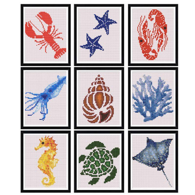 Set of 23 Sea Creatures Cross Stitch Patterns, Ocean Animals Cross ...