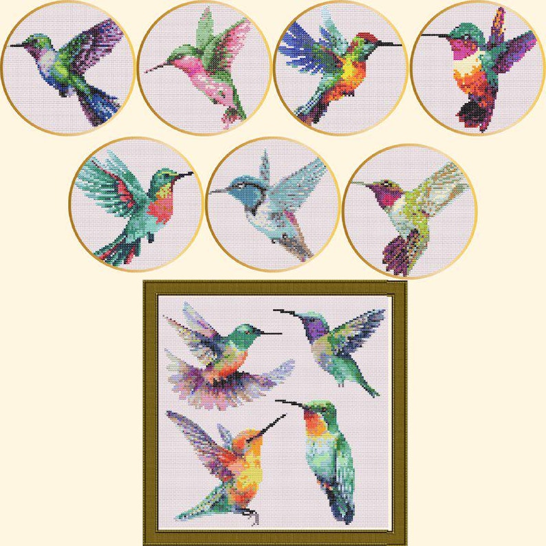Hummingbird Cross Stitch Pattern, Bird Cross Stitch, Mini Cross Stitch Pattern, Tiny Cross ...