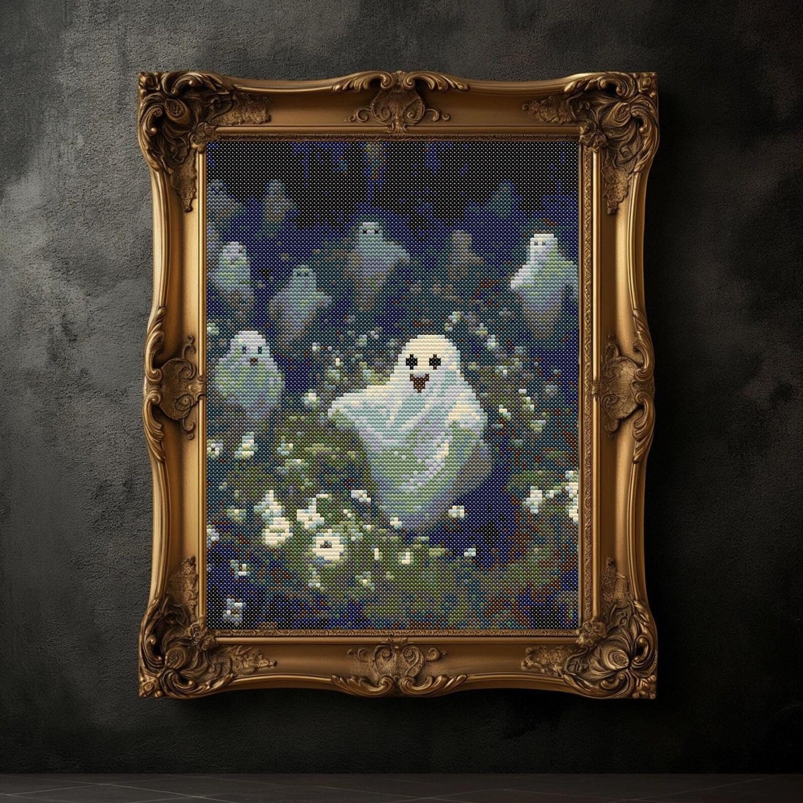 Halloween Cross Stitch Pattern, Woodland Ghosts Cross Stitch, Cute ...