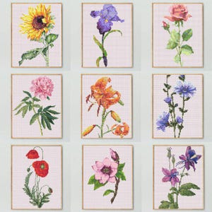 Set of 43 Wildflowers Cross Stitch Pattern, Floral Nature Wildflower ...