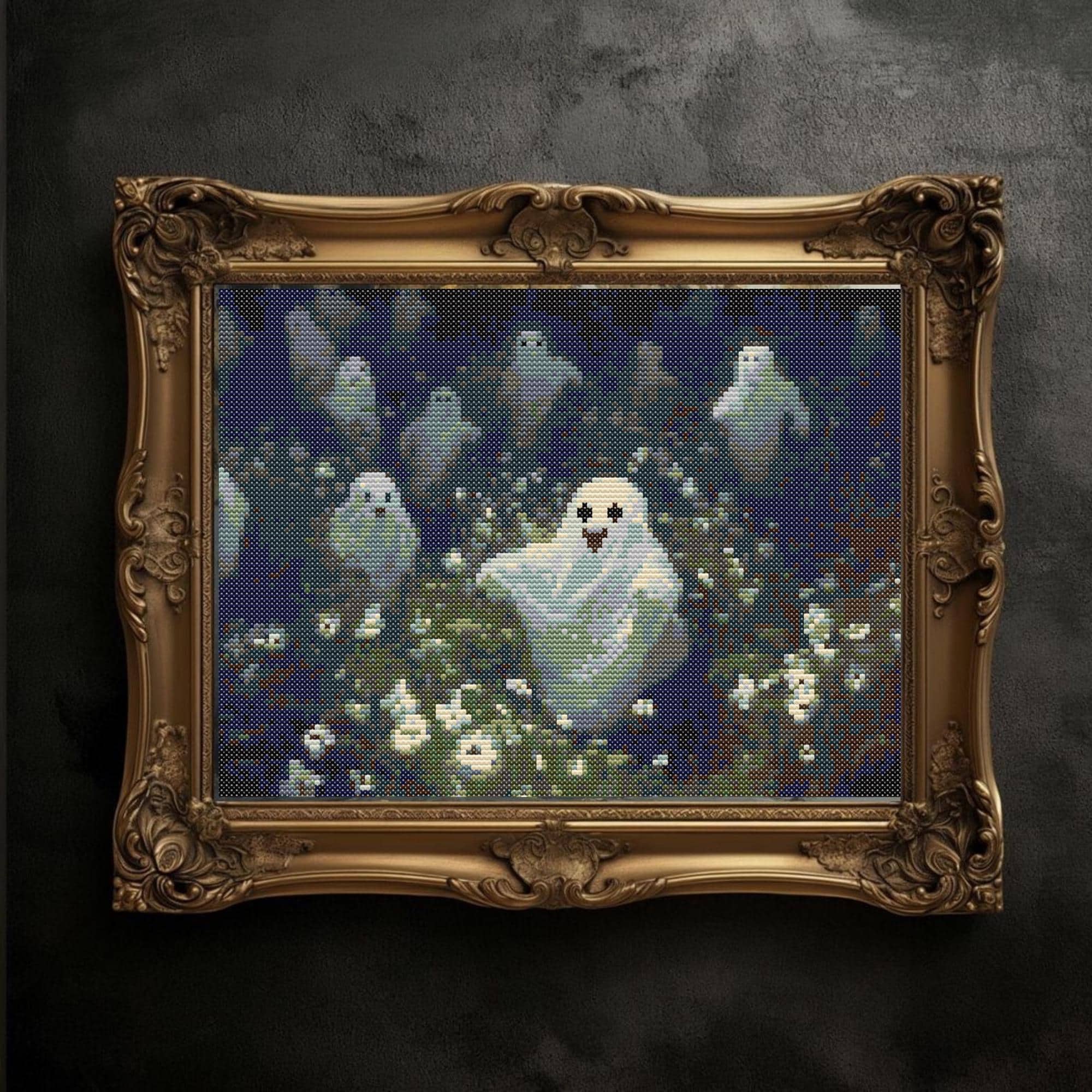 Halloween Cross Stitch Pattern, Woodland Ghosts Cross Stitch, Cute ...