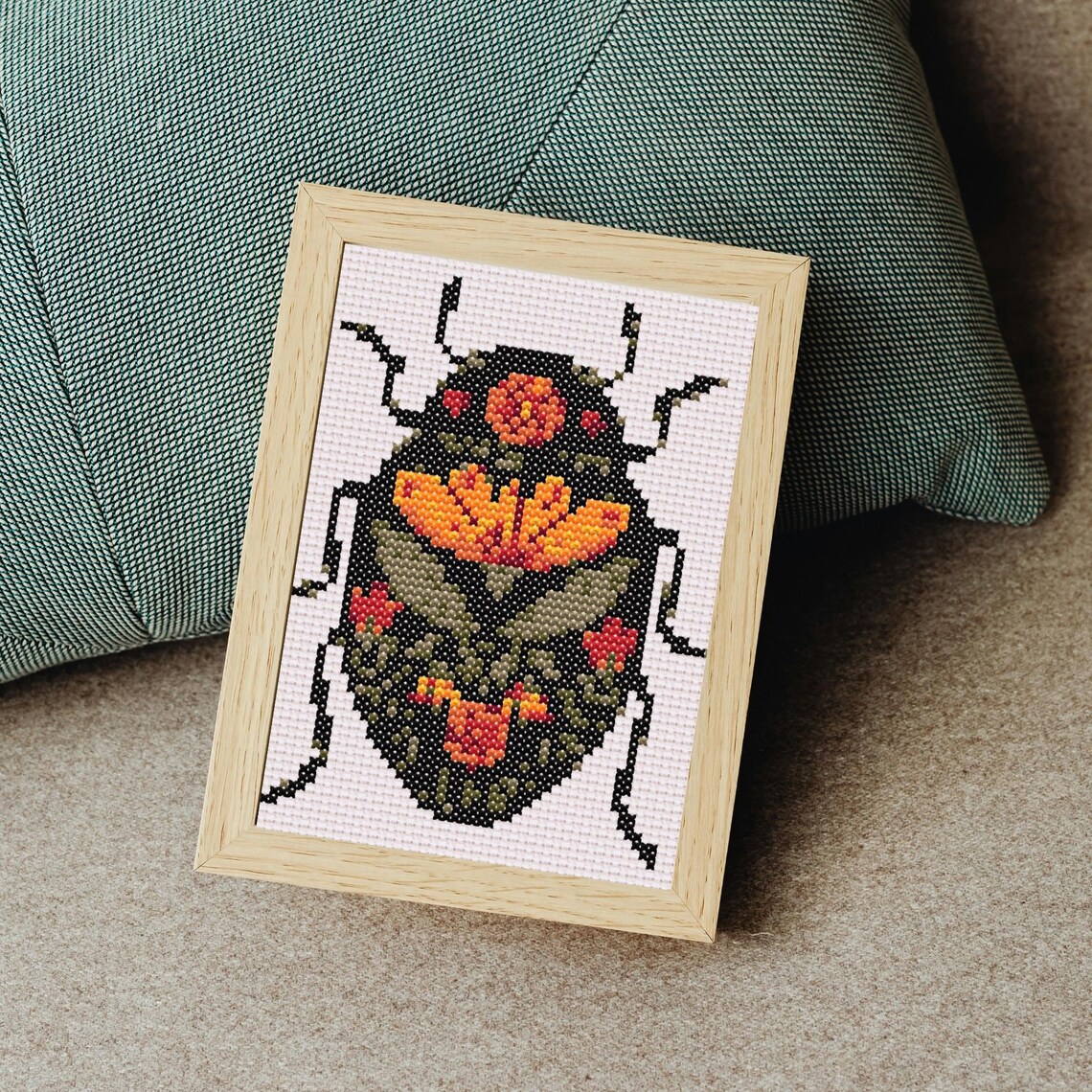 Ladybug Cross Stitch Pattern, Beetle Cross Stitch, Insect Embroidery ...